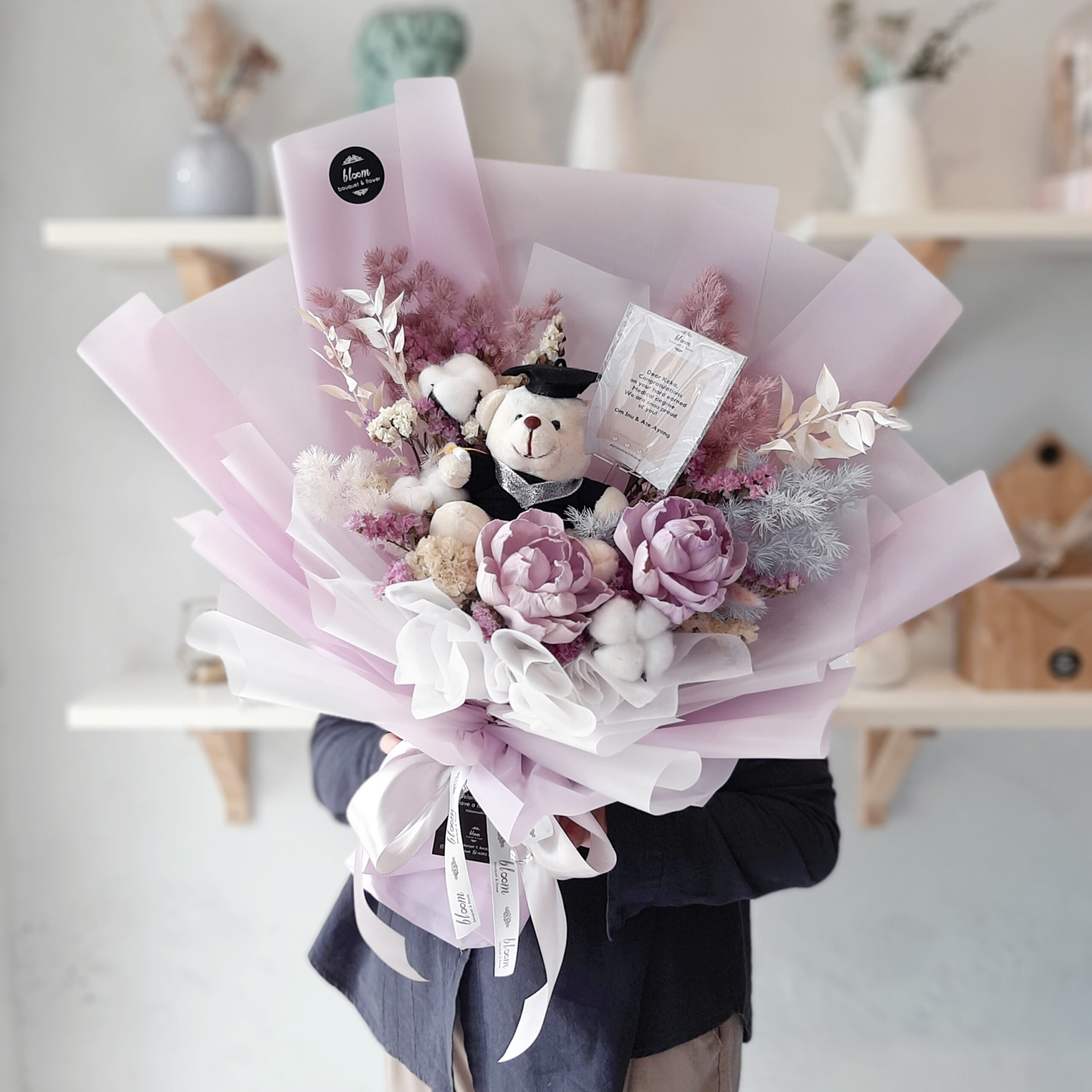 Graduation Dried Sola in Purple - Bloom Bouquet & Flower